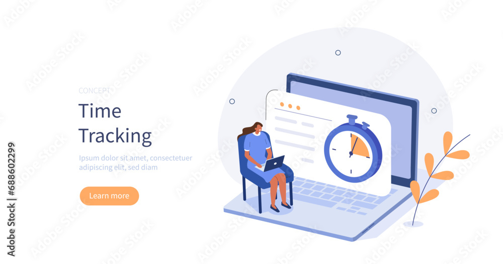 Time tracking. Woman organizing work, rest time, schedule and increase ...