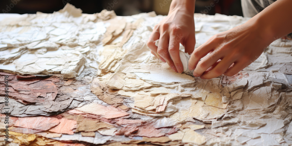 Stockfoto Paper Recycling. Recycling white paper into a mass of paper ...