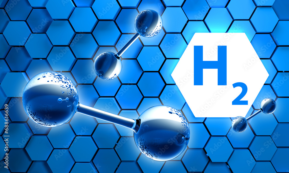 H2 chemical element. Hydrogen molecules. H2 logo. Blue hydrogen ...