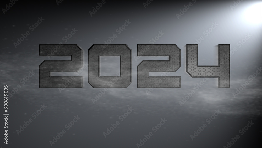 2024 number and light coming from top right on creative abstract ...