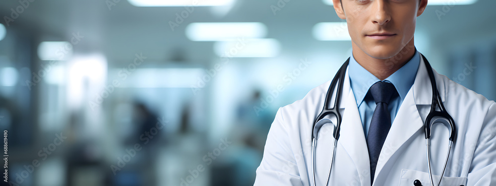 Empathetic Doctor with Stethoscope Providing Expert Care in a Modern ...