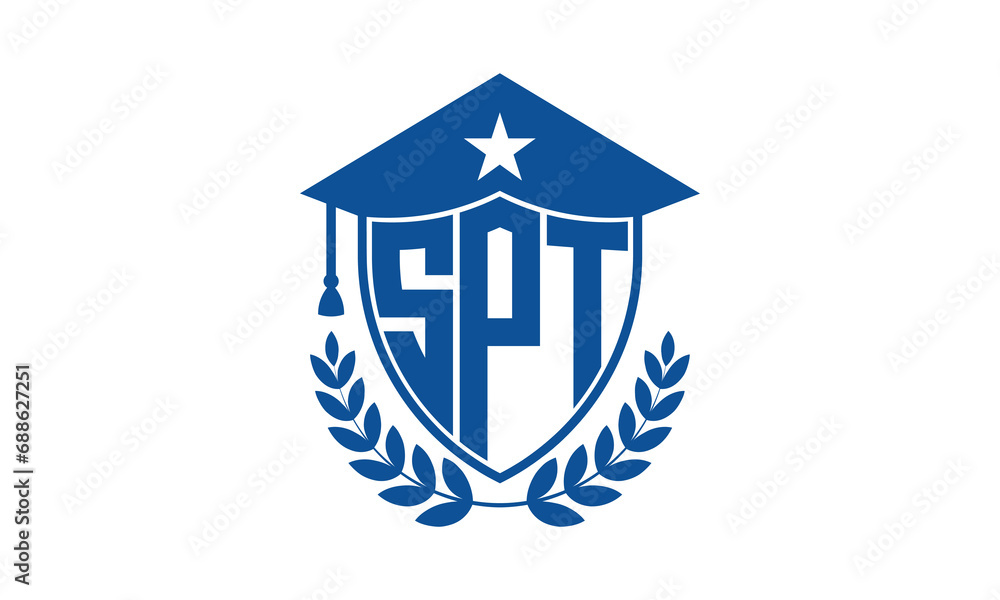 SPT three letter iconic academic logo design vector template. monogram ...