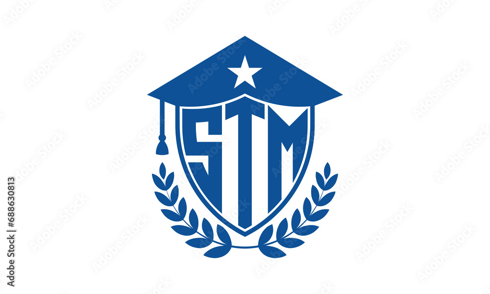 STM three letter iconic academic logo design vector template. monogram, abstract, school ...