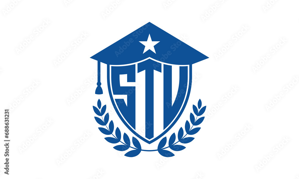 STU and STV three letter iconic academic logo design vector template ...