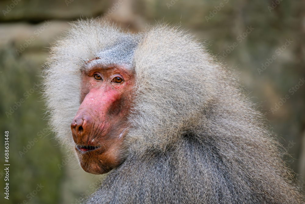Hamadryas Baboon - Papio hamadryas, beautiful large primate from the ...