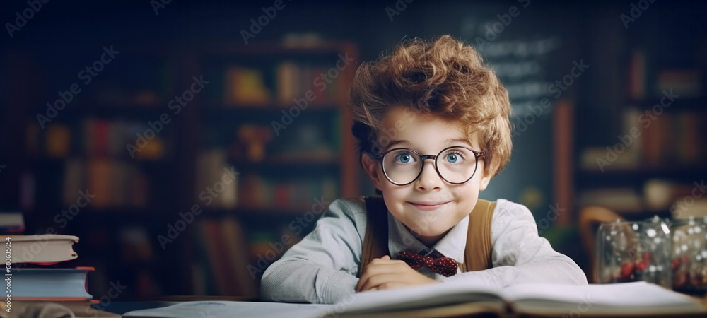 Smart kid in class, Imagination, Success, idea, and creative concept ...
