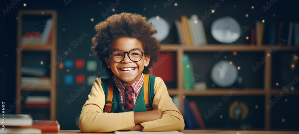 Smart kid in class, Imagination, Success, idea, and creative concept ...