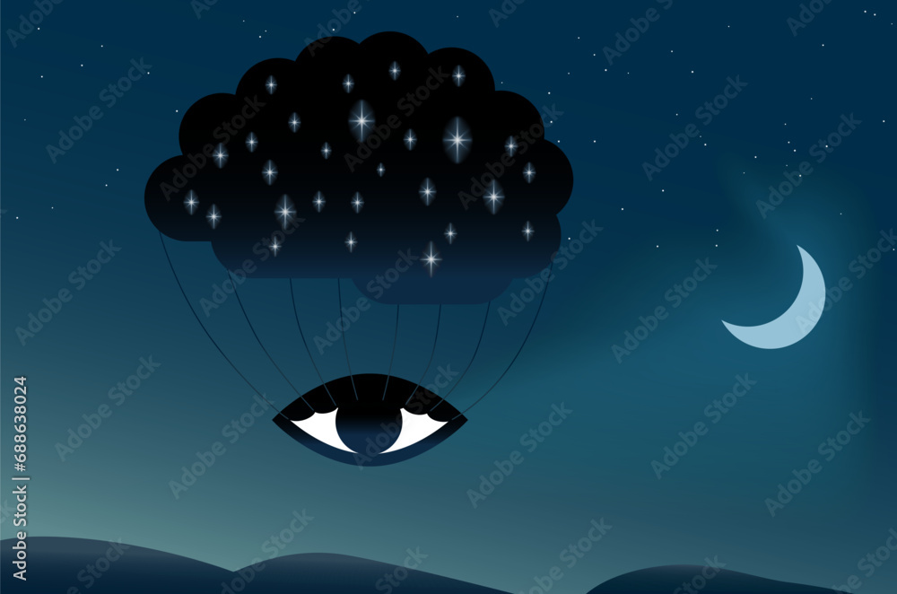 Insomnia, illustrated by image implying brain pulling eyelashes ...