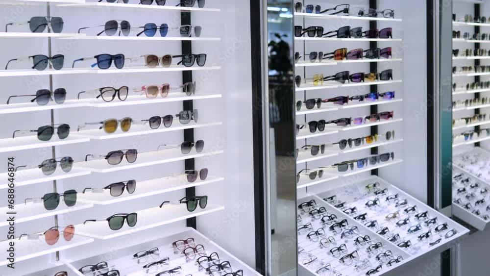 Vidéo Stock Optical window displays latest collections of glasses from ...