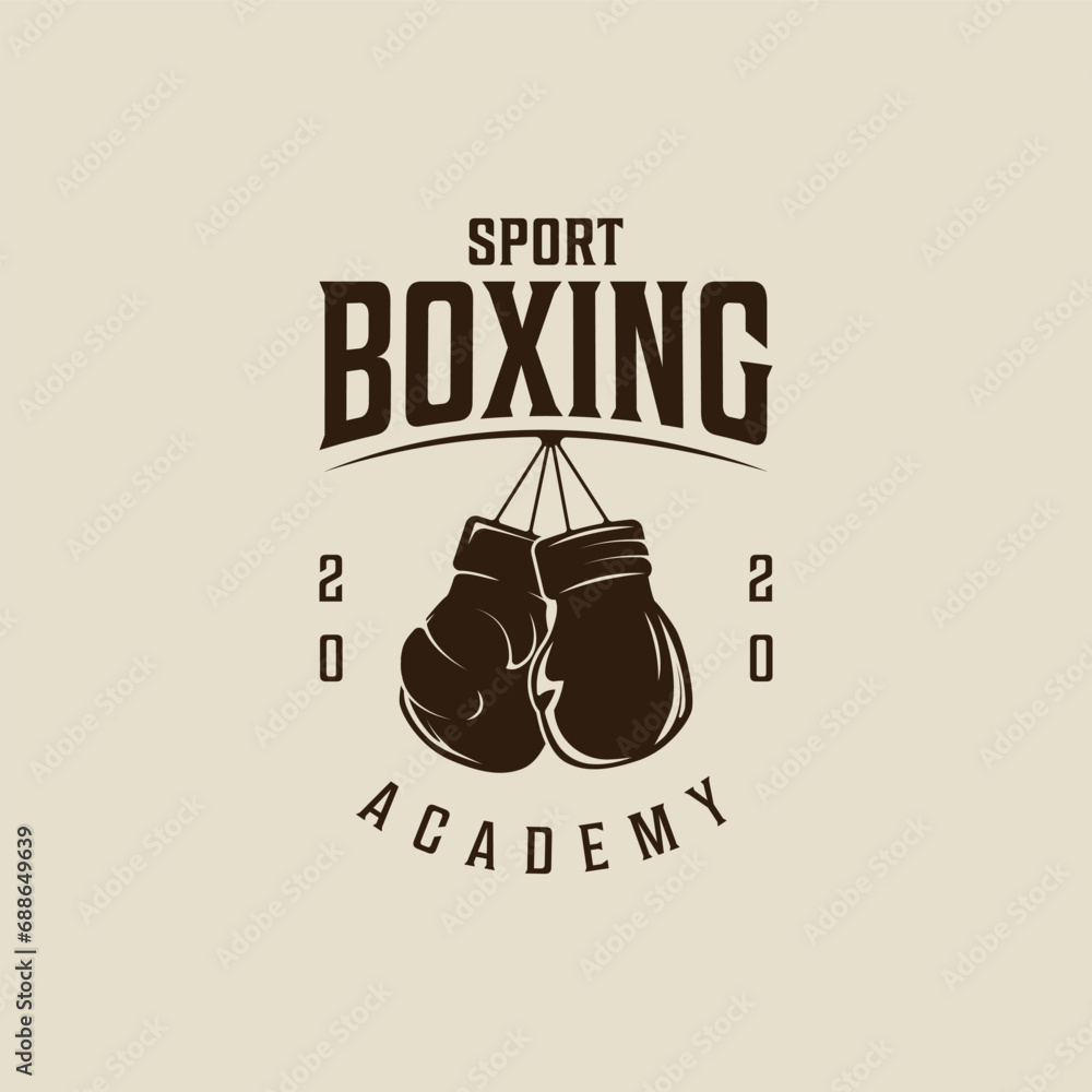 Boxing Gloves Hanging logo vector vintage illustration template icon ...