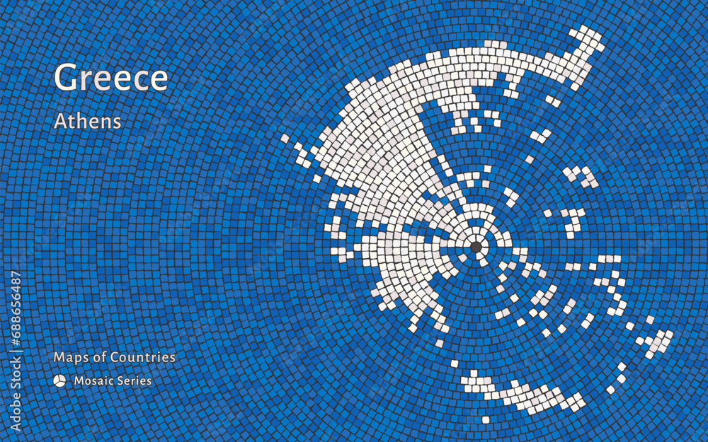 Greece Map with a capital of Athens Shown in a Mosaic Pattern Stock ...
