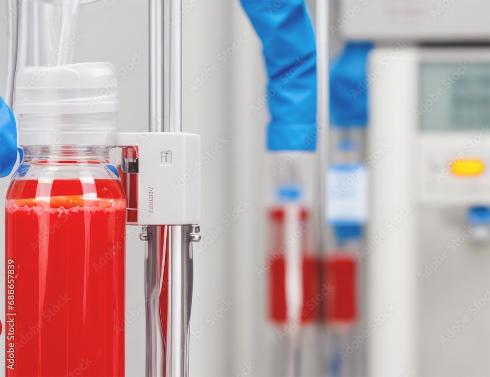 Close up Blood saline solution drip for patient in hospital Stock Photo ...