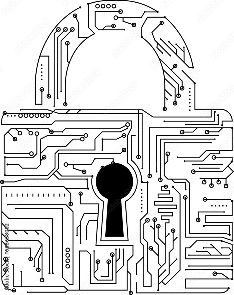 electronic circuit board locking circuit - Stock Illustration Security ...