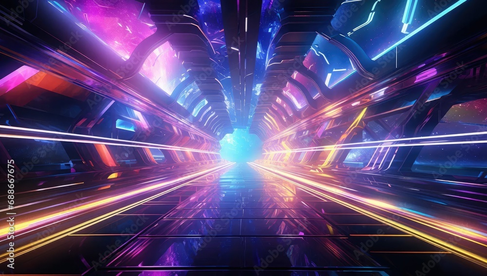 Stockillustratie Speed light trail effect path, fast moving neon future ...