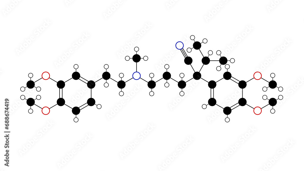 ภาพประกอบสต็อก verapamil molecule, structural chemical formula, ball ...