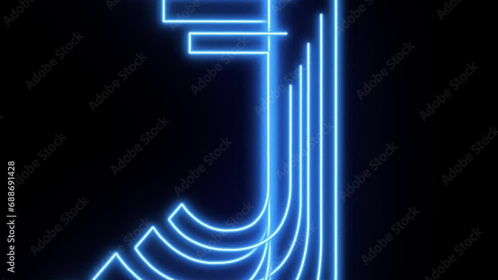 trendy alphabet letters J animation neon light effect a to z letter ...