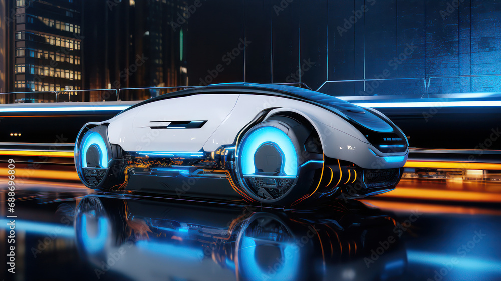 Next-Gen Mobility, Futuristic Self-Driving Vehicles The Era of Autonomous Transportation. Stock ...