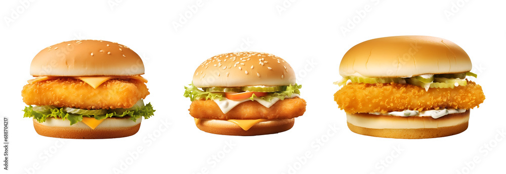 Different Assorted Set of Filet Fish Burger Mockup Templates for ...