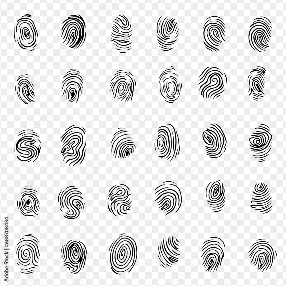 Fingerprints personal identity doodle set. Fingerprint Identity and ...