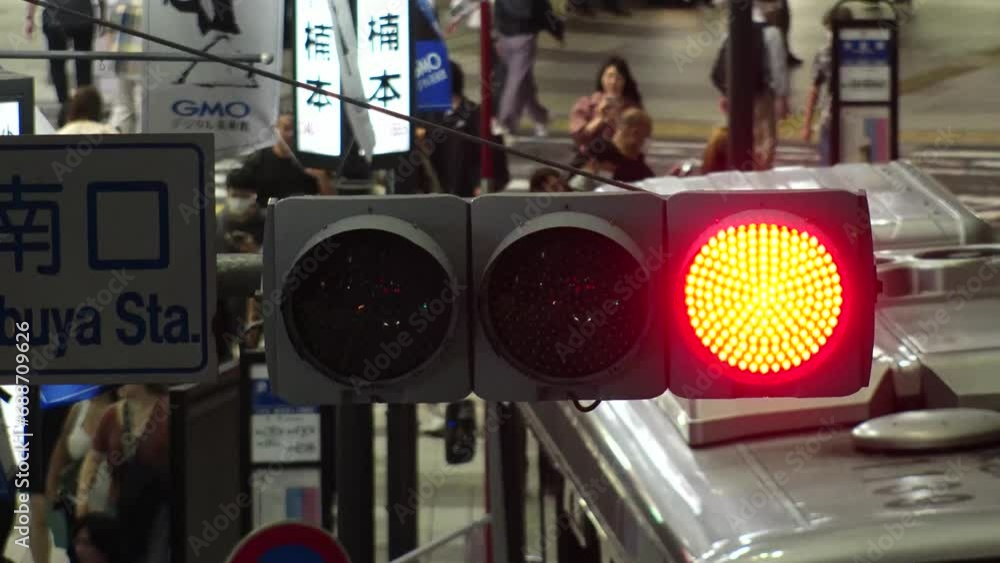 TOKYO, JAPAN - NOV 2023 : Close up shot of led traffic light at the ...