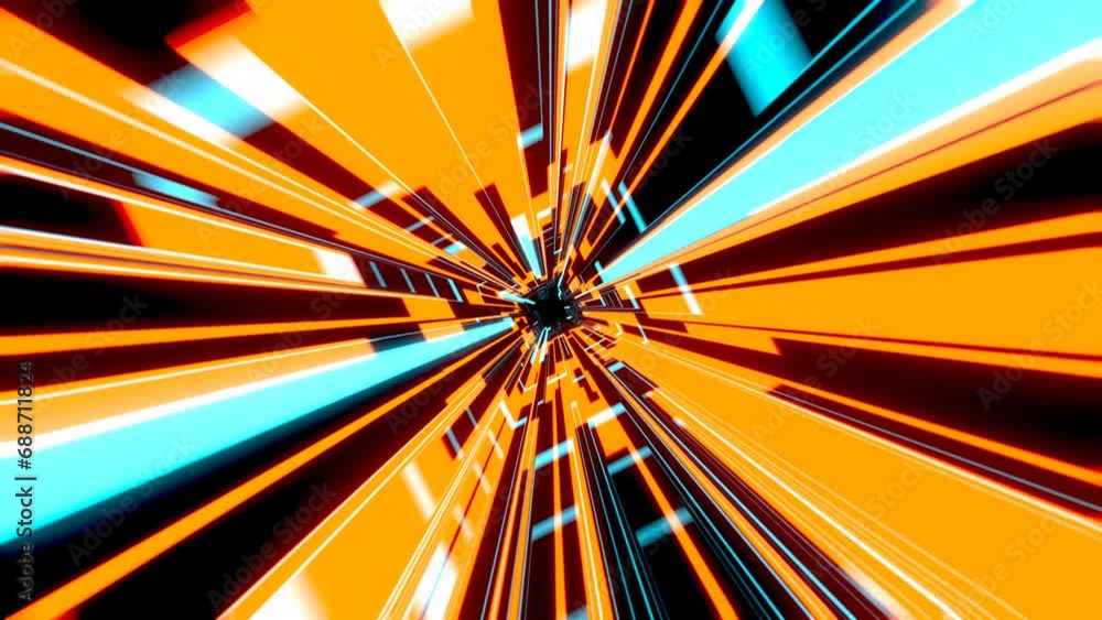 Colored squares, loop animation. Abstract tube, futuristic corridor ...