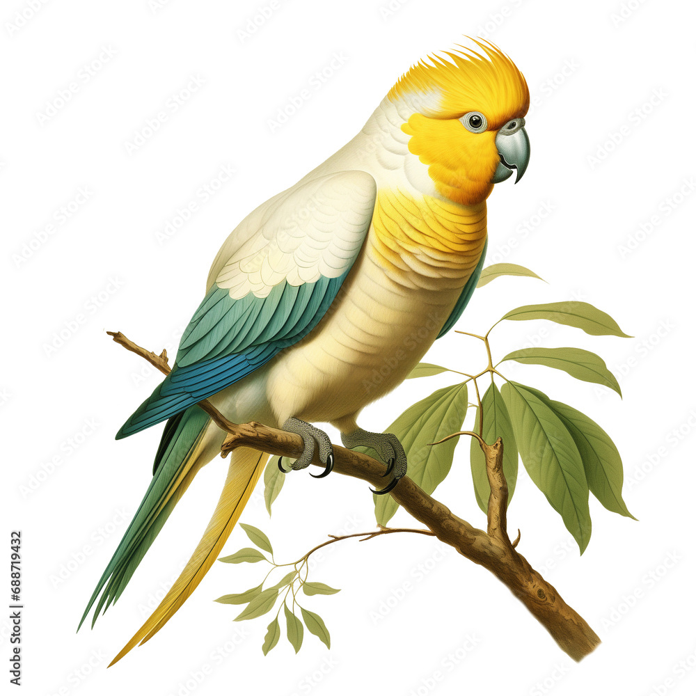 Cockatoo Parakeet transparent png, A yellow parrot with green leaves is ...