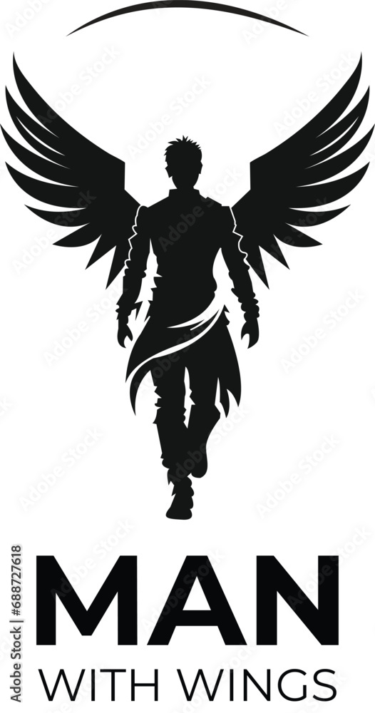 angel with wings logo vector art, Man with wings concept logo design ...