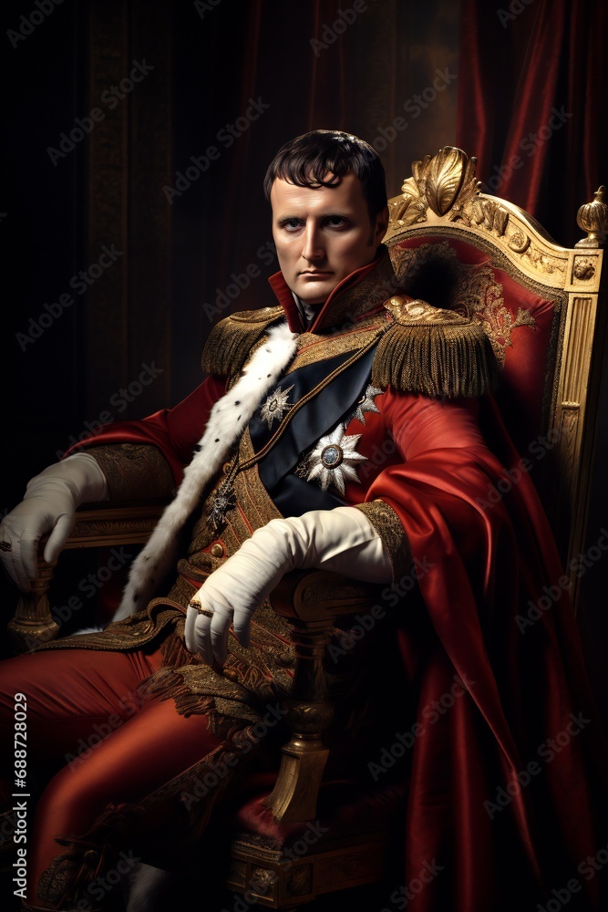 Foto de Napoleon Bonaparte. Historical regency man sitting in chair ...