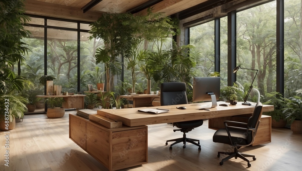 nature inspired office space Stock Photo | Adobe Stock