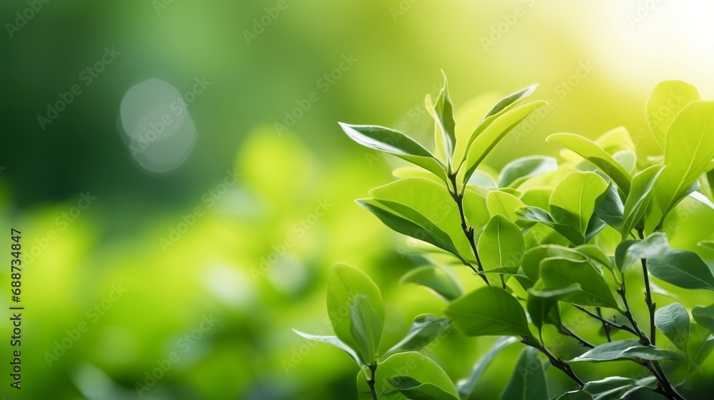 Green leaves in the summer garden have a natural nature and are used as spring background for ...