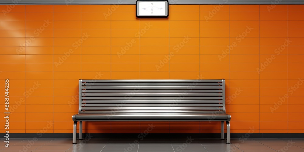 The contrasting colors of a minimalist metro station, featuring an ...