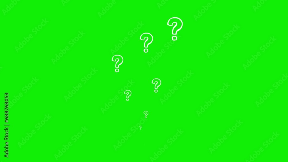 Animated white linear question marks fly from bottom to top. Hand drawn ...
