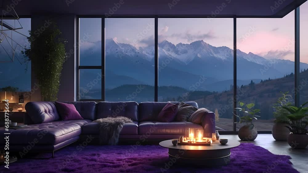 Animated virtual backgrounds, stream overlay loop, cozy purple living ...