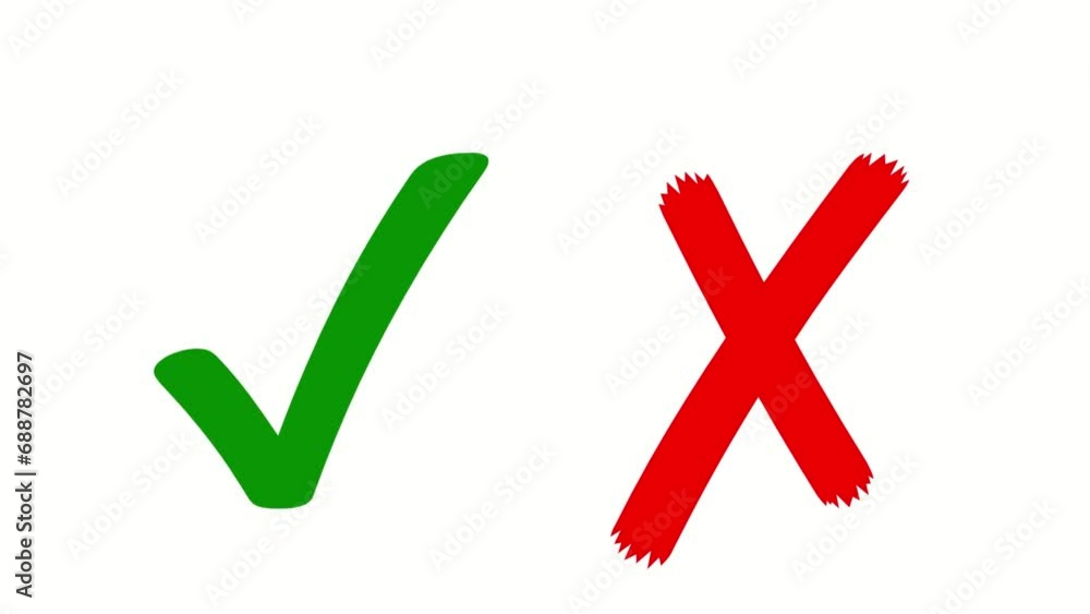 Wrong and Correct Symbols Animation on White Background. YES and NO ...