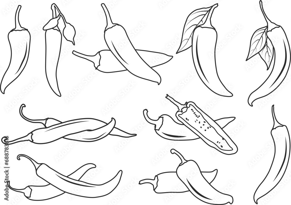 Chili pepper outline, Chili outline, Chili pepper SVG, Chili pepper ...