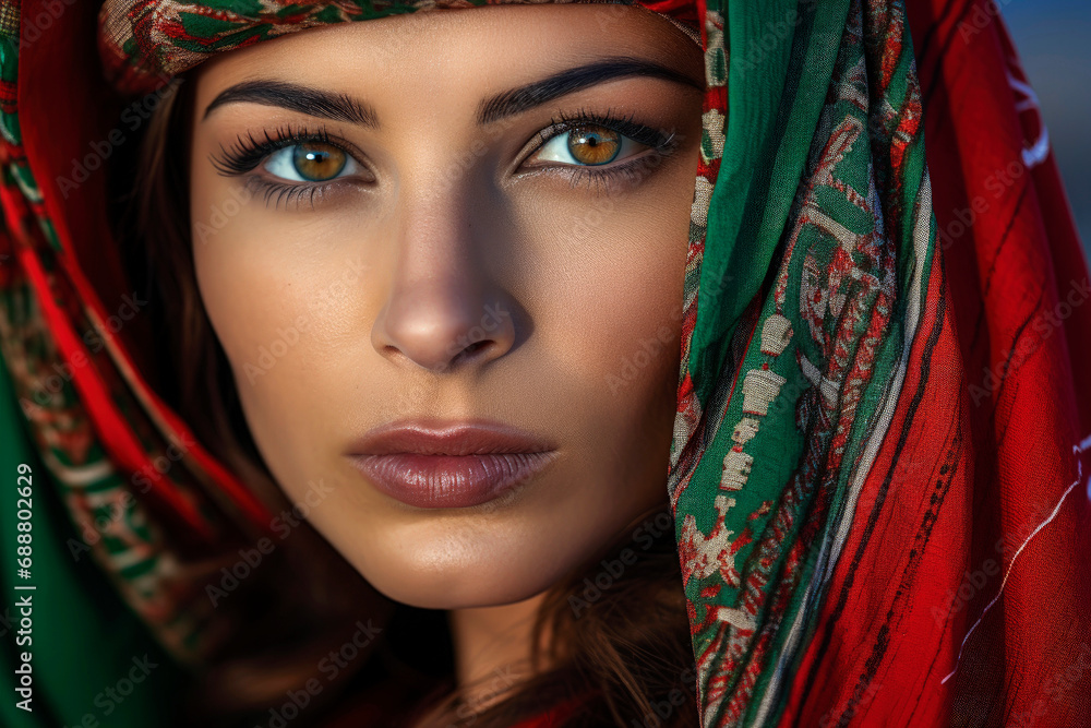Generative AI image of a Palestinian woman in traditional attire ...