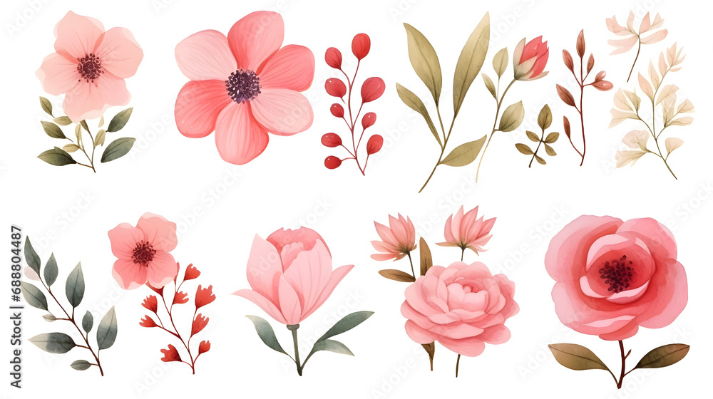 Pink flowers for wedding card, without background, resource for graphic ...