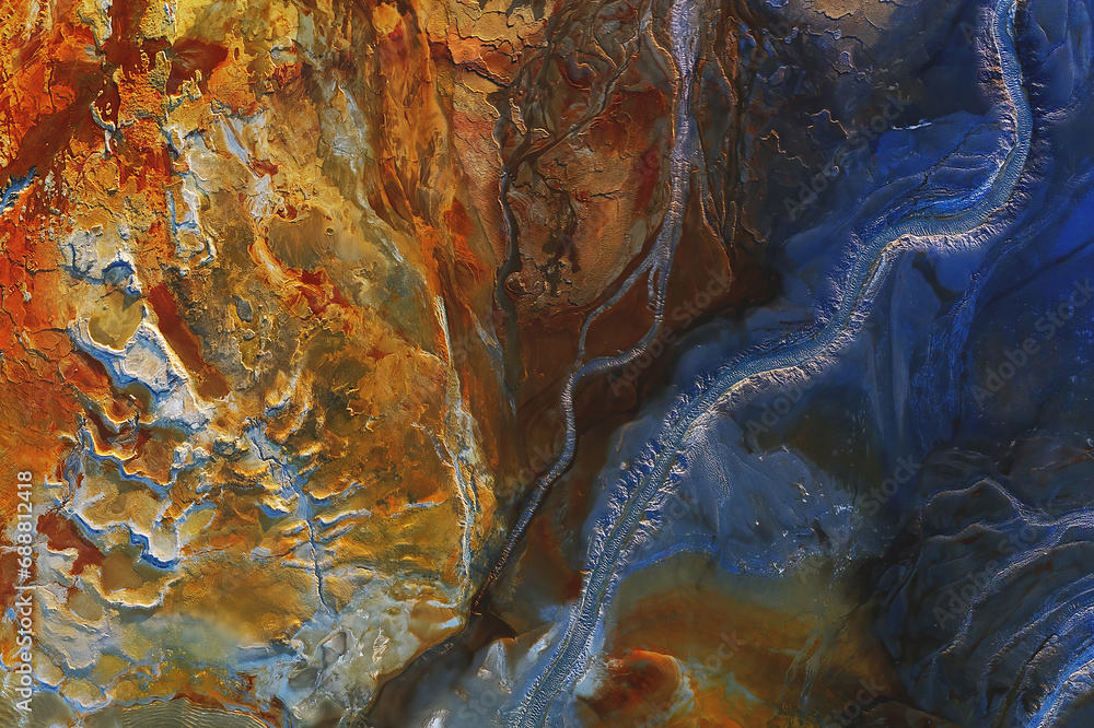 Aerial view of Riotinto's vibrant landscape textures Stock Photo ...