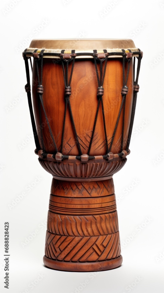 Djembe drum on white background. Traditional percussion musical ...