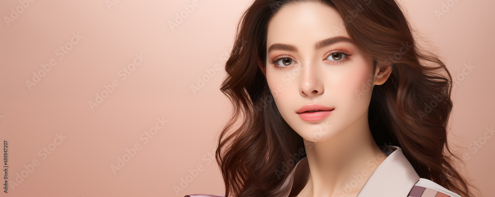 Skincare model. Makeup Model. Korean woman model with glowing skin ...