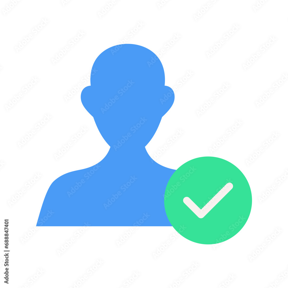 User account accepted symbol with tick, approved or applied person sign ...