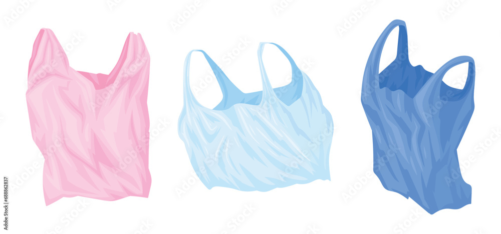 Used plastic bags. Cartoon crushed plastic bags for recycling, ecology ...