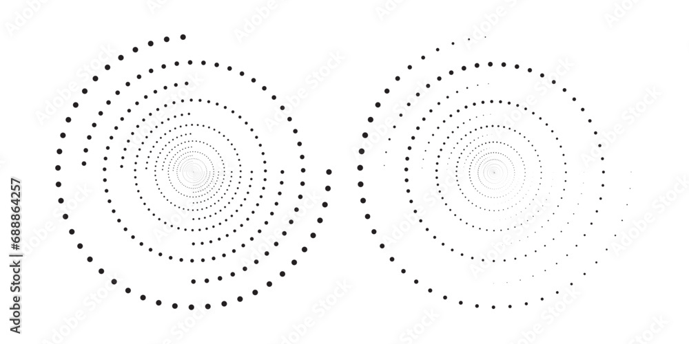 Halftone circular dotted frames set. Circle dots texture isolated on ...