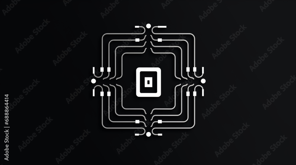 Pictogramme ou logo représentant un circuit électronique, minimaliste ...