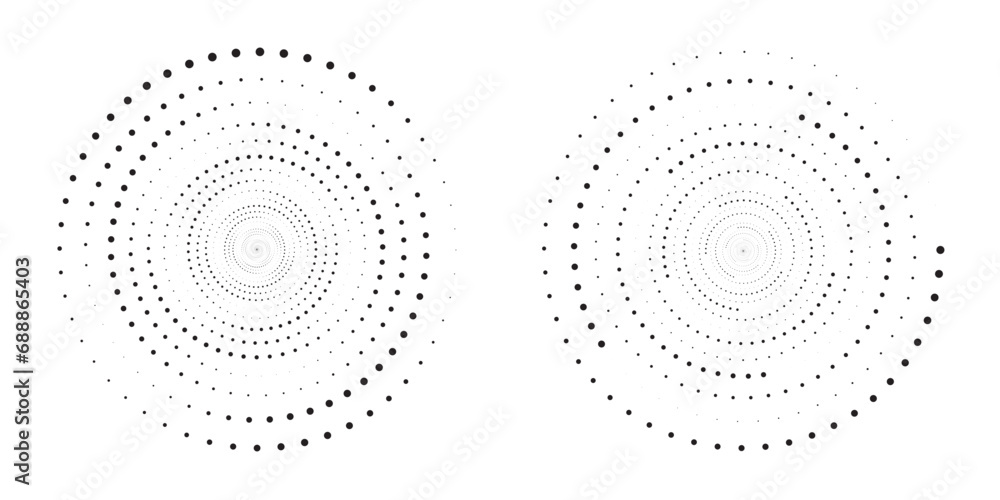 Halftone circular dotted frames set. Circle dots texture isolated on ...