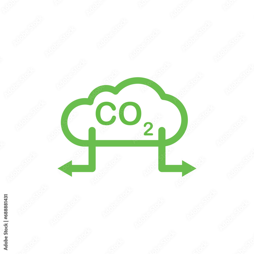 Carbon emissions reduction icon, reducing CO2 emissions to stop climate change sign. carbon ...