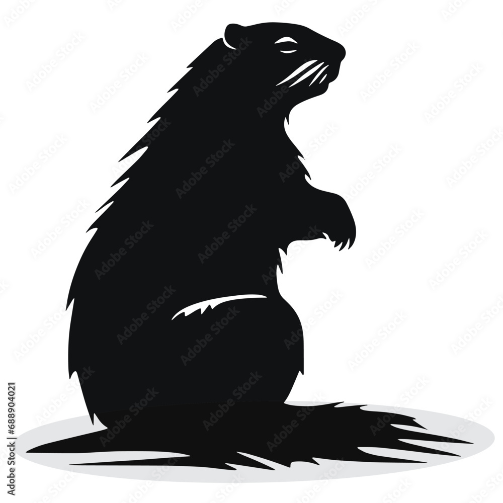 Beaver silhouettes and icons. black flat color simple elegant white ...