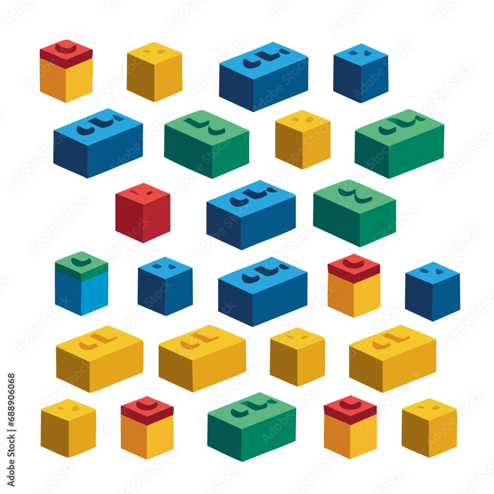 Simple pattern of building block, bricks for children. Vector isometric ...