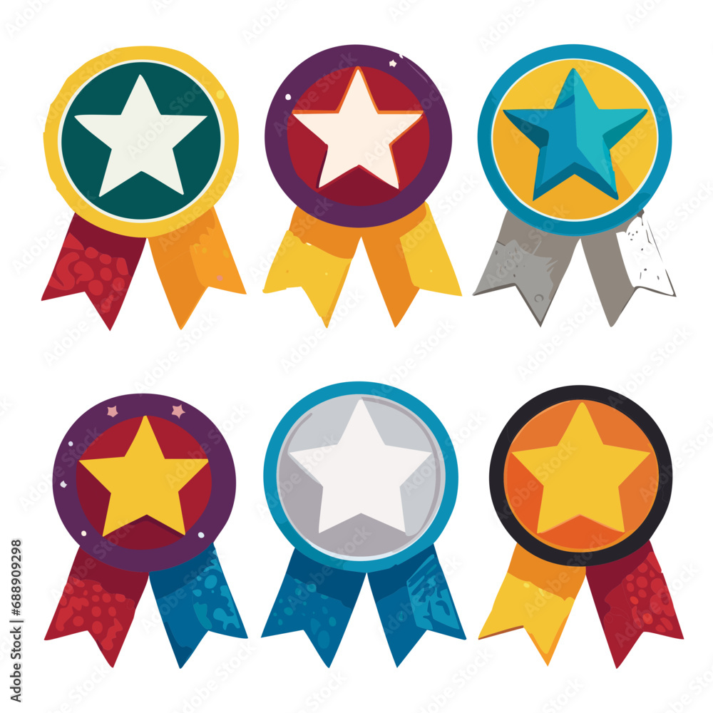 Game rank badges set isolated on background. Vector cartoon ...