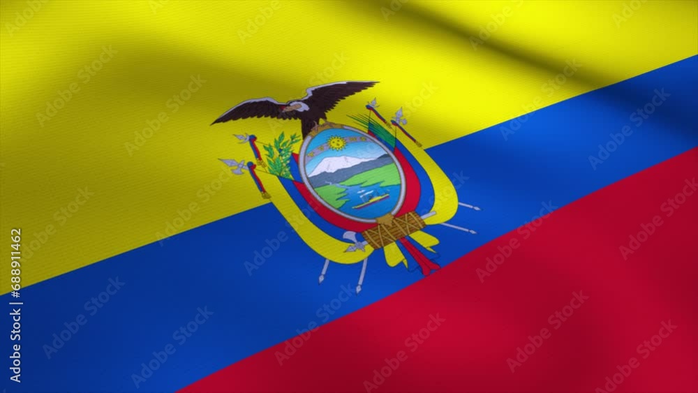 Ecuador Flag Blowing in Wind 4k Realistic 3d flag waving animation ...